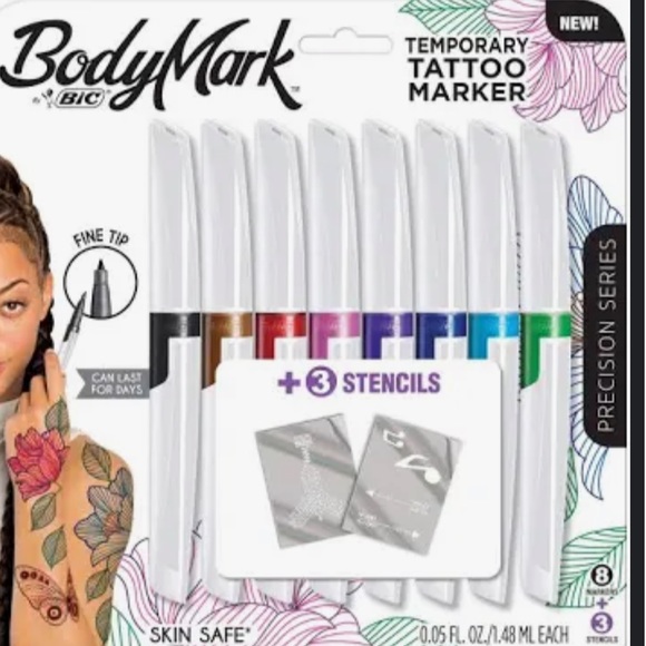 Bic | Makeup | Nwt Bic Bodymark Temporary Tattoo Marker Precision Set 6 Markers 3 St | Poshmark